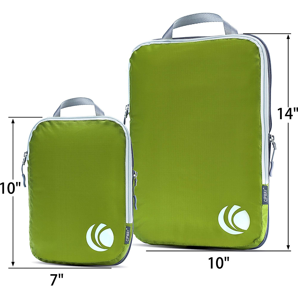 Cipway - 5 Set Compression Packing Cubes for Travel, Ultralight Packing Organizers for Luggage Suitcase & Backpack (Green), L