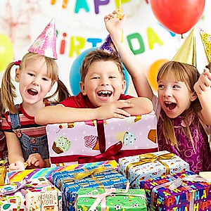 Egcina Birthday Gift Wrapping Paper, 28 Pcs Different Design, Christmas Wedding BabyShower Gift Wrapping Paper for Kids, Adults, Arts Crafts, Happy Birthday Mermaids, 19.7" * 27.6" Per Sheet