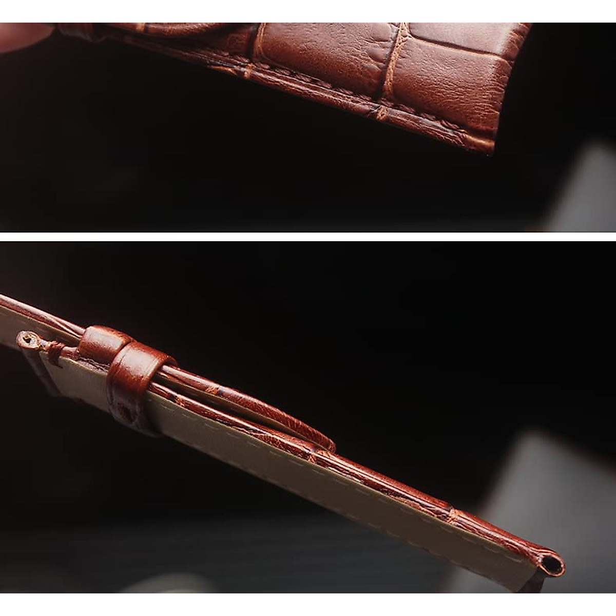 Replacement leather watch strap for IWC Portuguese curved men's watch belt Portuguese meter 7 pilot leather bracelet 22mm (22mm,Blue)