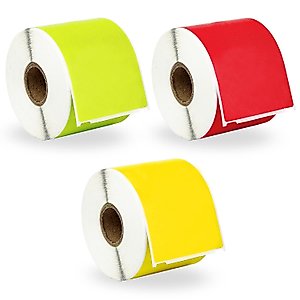 HOUSELABELS Compatible DYMO 30256 RED, Yellow, Green Shipping Labels (2-5/16" x 4"), Strong Permanent Adhesive, Compatible with DYMO LW 450, 4XL, Rollo & Zebra Desktop Printers, 3 Rolls /900 Labels