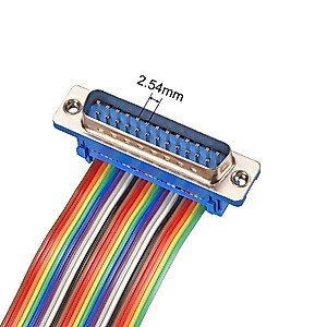 uxcell IDC Rainbow Wire Flat Ribbon Cable DB25 Male to DB25 Male Connector 2.54mm Pitch 11.8inch Length