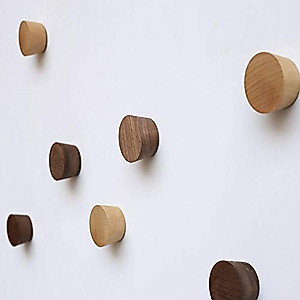 3 Piece Natural 3 PCS, Natural Wooden Coat Hooks, Wall Mount Single Hat Bag Hooks, Decorative Cone Hooks (Black walunt)