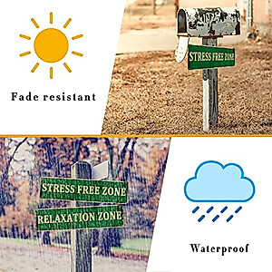 KIOZIY Tin Sign Stress Free Zone Rustic Lake Beach House Cottage Cabin Metal Signs 4" x 16"