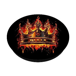 Funny King Crown with Flames PopSockets Swappable PopGrip