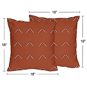 Sweet Jojo Designs Boho Arrow Decorative Accent Throw Pillows - Set of 2 - Ivory Burnt Rust Orange Off White Farmhouse Southwest Shabby Chic Designer Chevron Neutral Bohemian Diamond Tuft Collection