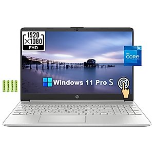 HP 15 15.6" Full HD Touchscreen Business Laptop[Windows 11 Pro S], 12th Gen Intel 10-Core i7-1255U (Up to 4.7 GHz), 64GB RAM, 1TB PCIe SSD, Numeric Keypad, USB, HDMI, SD Card Reader, w/Battery