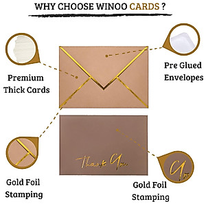 Heavy Duty Thank You Cards with Envelopes - 36 PK - Gold Thank You Notes 4x6 Inches Baby Shower Thank You Cards Wedding Thank You Cards Small Business Graduation Funeral Bridal Shower (Brown)