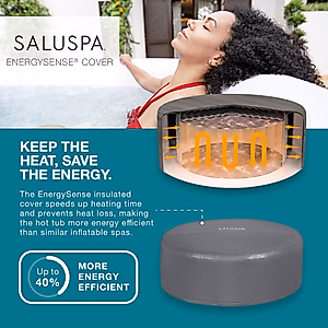 Bestway SaluSpa Cancun 71" x 26" Inflatable Hot Tub Round Portable Outdoor Spa with 120 AirJets and EnergySense Energy Saving Cover, Grey