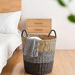UXZDX Household Simple Coat Basket Dirty Clothes Basket Storage Basket Plastic Rattan Woven Clothes Basket Toy Storage Bucket (Size : 35cm)
