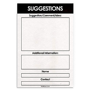 Mail Boss Comment Boss 8100 Locking Steel Suggestion Box - Key Drop Box - Collection Box - Donation Box - Ballot Box - with 25 Suggestion Cards (Black)