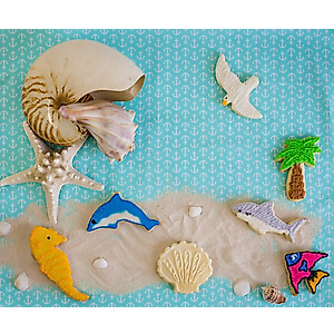 R&M International Seven Seas Ocean Cookie Cutters, Seagull, Angel Fish, Palm Tree, Seashell, Seahorse, Dolphin, Shark, 7-Piece Set
