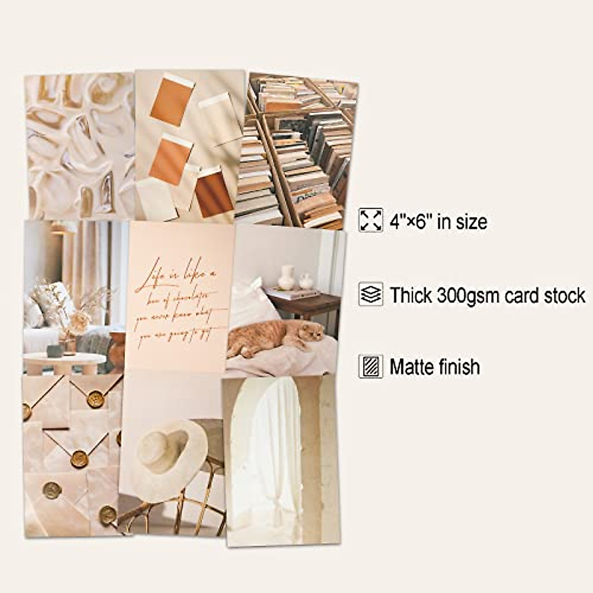 50 Pcs Boho Room Decor Aesthetic Pictures Wall Collage Kit, Photo Collection Collage Dorm Wall Decor for Teen Girls and Women, Double-Sided Art Print, Beige Green Posters Minimalist Wall Art Bedroom Decor