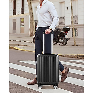 LUGGEX 26 Inch Luggage with Aluminum Frame, 72L Polycarbonate Zipperless Checked Luggage, Black Hard Shell Suitcase 4 Metal Corner
