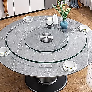 BBAUER Glass Lazy Susan Turntable, Glass Lazy Susan Turntable Dining Table, with Swivel Assist System Round, Silent Smooth Not Easy to Dump