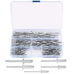 120 Pcs Aluminum Blind Rivets, Assorted Flange Blind Rivets Aluminium, M3.2/M4/M5 Head Rivets for Metal, Wood, Plastic