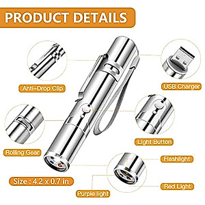 Decflow Cat Toy Interactive Cat Pointer Toys for Indoor Cat and Dog Play Chase Exercise, Rechargeable Handheld Kitten Toys with Rotary USB Charging.