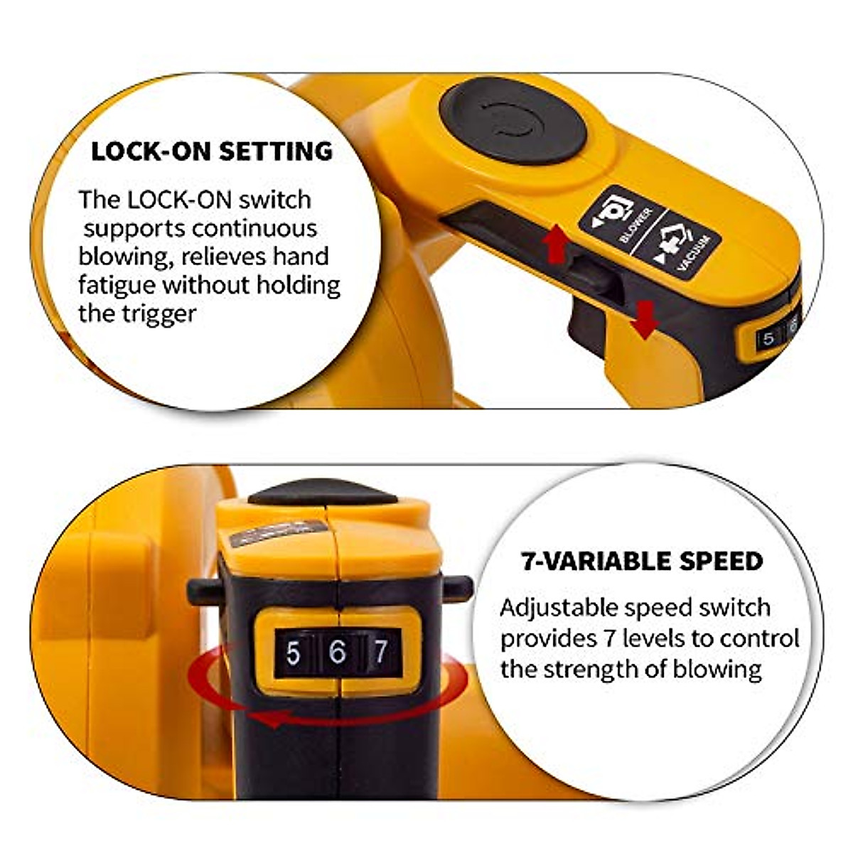 SPLOTY Leaf Blower Cordless with Battery and Charger, DC 20V 2.0Ah Lithium Ion Best Cordless Leaf Blower, 145 MPH (Max) Electric Leaf Blower Cordless, Foldable 7 Gear Speed Cordless Leaf Blower Vacuum