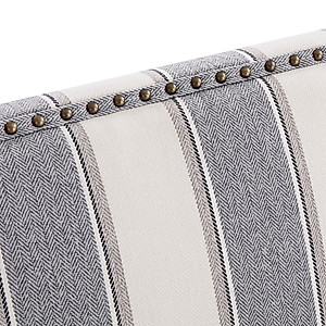 HUIMO Printed Accent Chair Upholstered Linen Fabric Living Room Chair with Rivet Comfy Armchair with Hold up to 300lb Capacity Reading Sofa Chair for Bedroom, Study (1, Wide Stripe Grey)