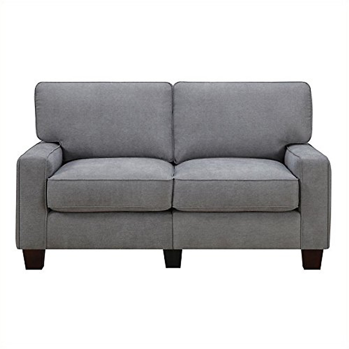 Pemberly Row Modern Loveseat Sofa for Small Apartments, 2 Seater Couch for Living Room, Tool-Free Assembly, Light Grey