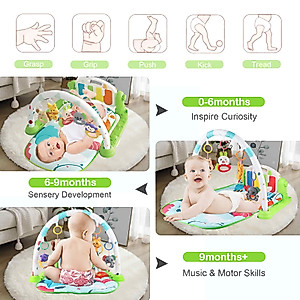 AKIKI Baby Gyms Play Mats, Funny Play Piano Gym Mats Detachable Baby Play Gym Mat with Music and Lights Musical Electronic Learning Toys, Activity Center for Infants Toddlers