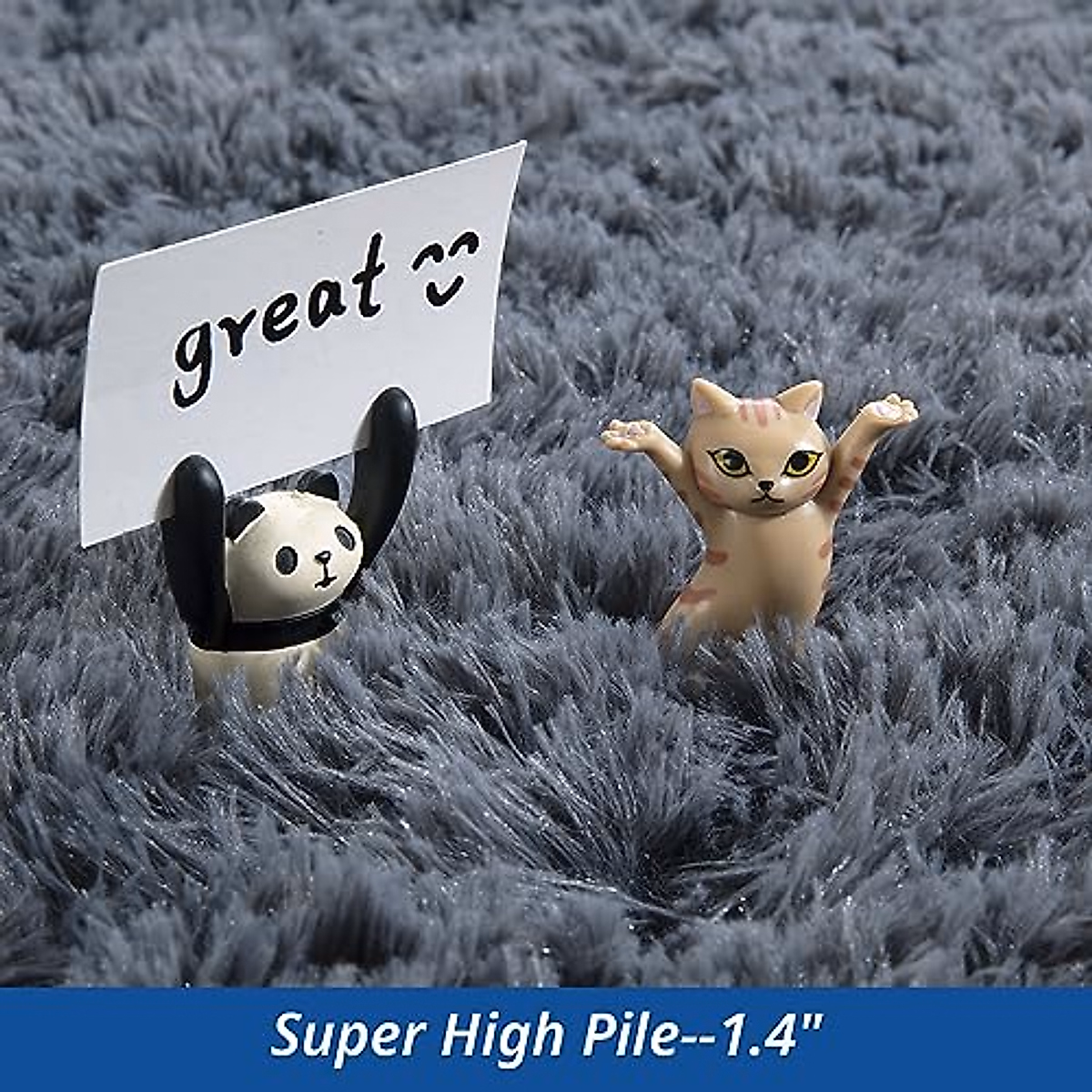 BALAPET Modern Plush Area Rug 8x10, Ultra Soft Large Faux Fur Area Rug for Bedroom Living Room, Non-Skid Indoor Carpet for Kids Playroom Home Decor, Solid Grey