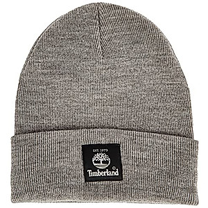 Timberland Short Watch Cap with Woven Label, Light Heather Grey 2, One Size