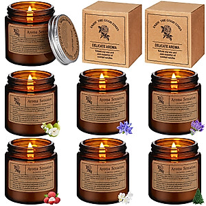 Threlaco 6 Pcs Scented Candle Soy Wax Candles Aromatherapy Candles for Women 6 Scents Long Lasting Soy Candle Gift Set in Glass Jar for Men Birthday Coworker Employee Anniversary