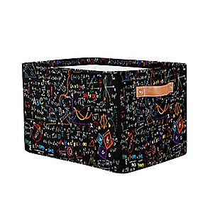 Storage Baskets Bin, Science Formulas Letter Symbol Collapsible Canvas Fabric Storage Bin Decorative Baskets Toy Organizer Rectangle Storage Boxes with Handles for Home Shelves Nursery,1Pack