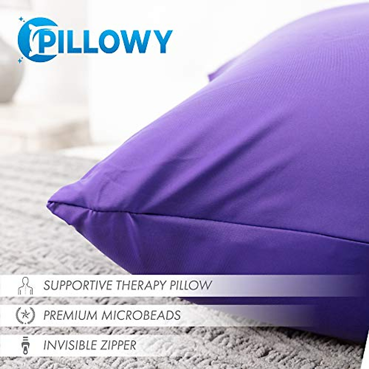 12" x 20" Throw Pillow – Dark Lavendar: 1 PCS Luxurious Premium Microbead Pillow With 85/15 Nylon/Spandex Fabric. Forever Fluffy, Outstanding Beauty & Support. Silky, Soft & Beyond Comfortable
