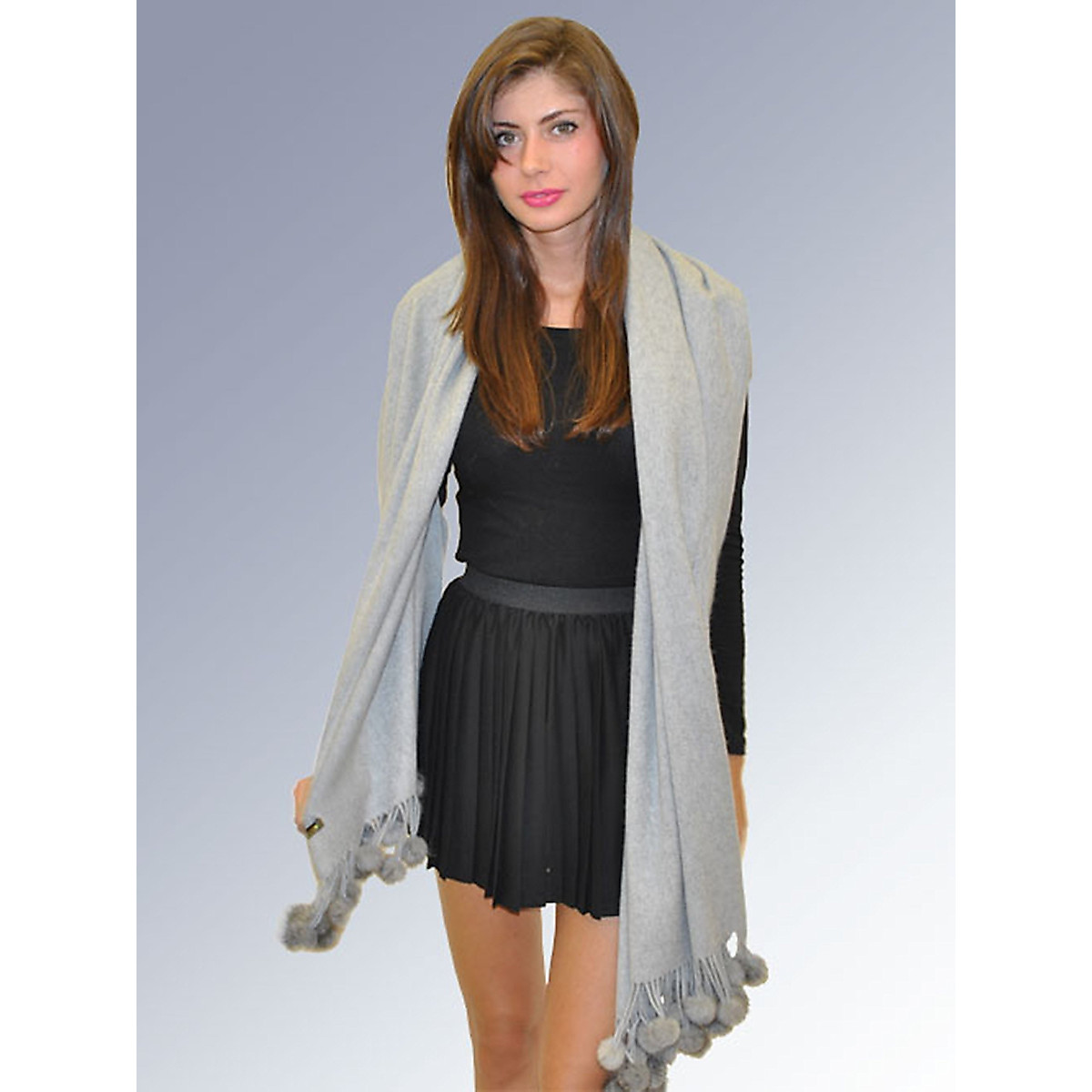 Cashmere scarf-cashmere-cashmere cape-dress shawl-mink stole-cashmere scarves (Silver w/Mink)