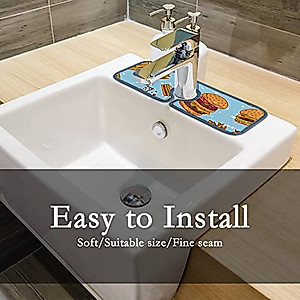 Kitchen Faucet Mats 4 Pieces Fast Food Motifs Faucet Sink Splash Guard Bathroom Counter and RV,Absorbent Faucet Counter Sink Water Stains Preventer