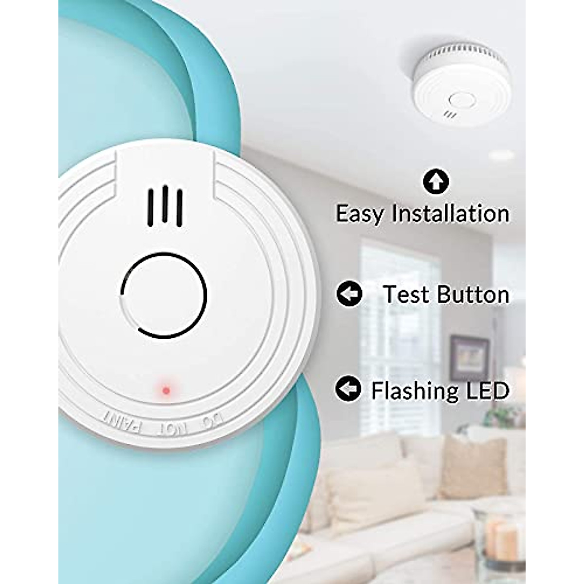 Ecoey Smoke Detector Fire Alarm with Photoelectric Technology, Fire Detector with Test Button and Low Battery Signal, Fire Alarm for Bedroom and Home, FJ136GB, 1 Pack Small