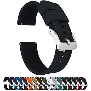 BARTON WATCH BANDS Quick Release Elite Silicone Watch Bands, Black, 20mm