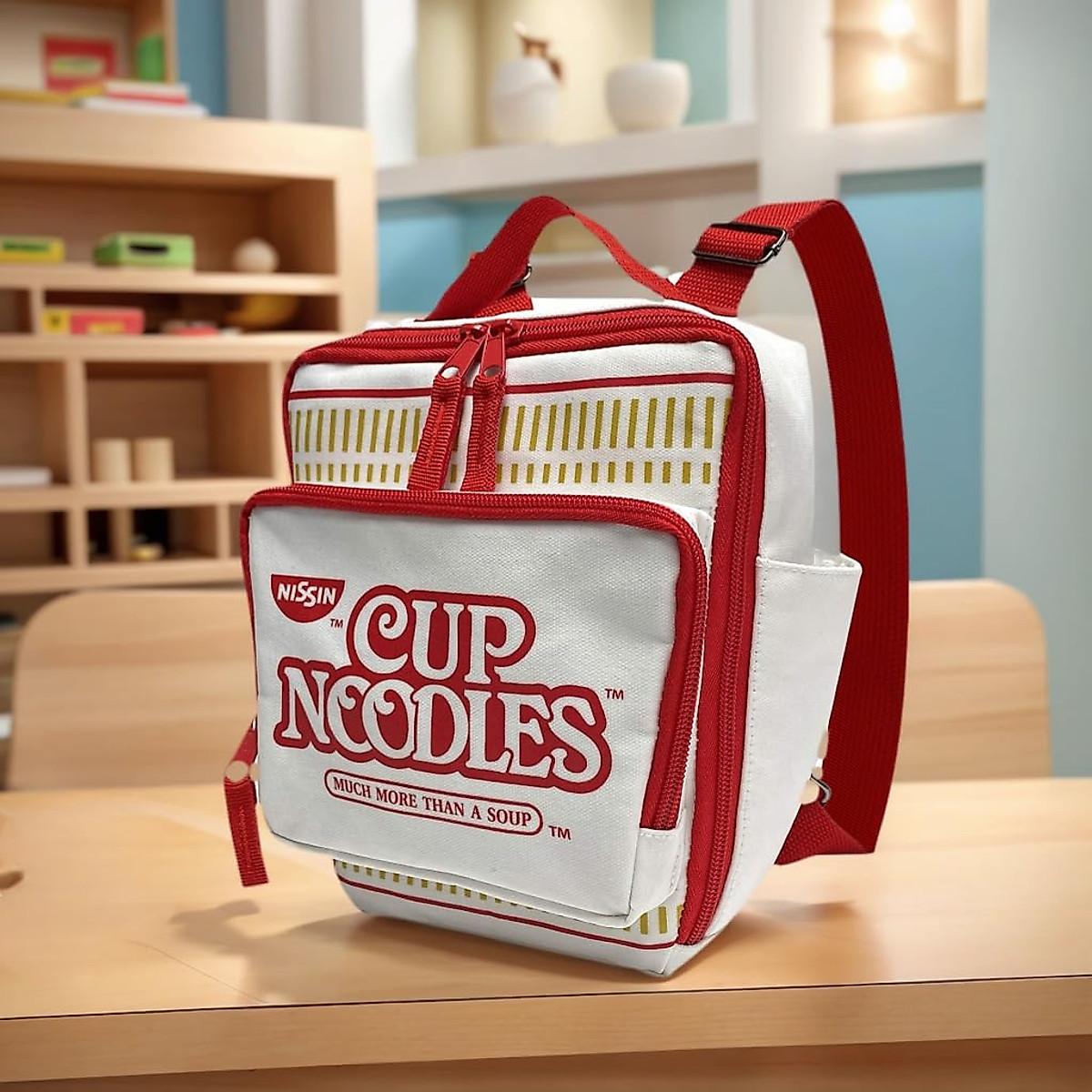 Nissin Cup Noodles Cup Noodles Mini Backpack, Red/White, 7”W x 8”H x 3”D (9607)