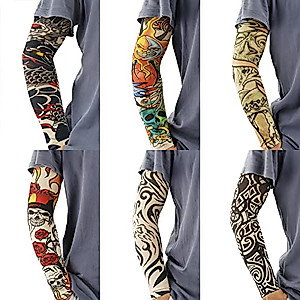 YARIEW Tattoo Sleeves for Men, 12Pcs Arm Sleeves Fake Tattoos Sleeves to Cover Arms Cooling Sun Protection Sleeves