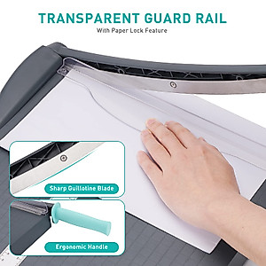 Paper Cutter, Paper Slicer with Safety Guard and Blade Lock, 12" Cut Length Guillotine Paper Cutter with 16 Sheet Capacity, Paper Cutters and Trimmers for Cardstock Cardboard (Gray)