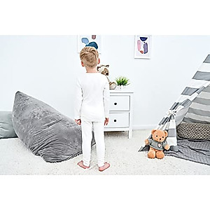KISBINI Toddler Girls Boys Pajamas Basic Solid Color Cotton Sleepwear Soft Long Sleeve Pjs 2pcs Set White