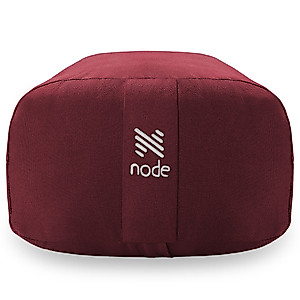 Node Fitness Yoga Meditation Cushion, 25" x 12" Rectangular Bolster with Organic Cotton Cover - Burgundy