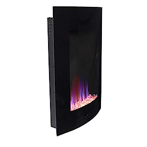 Paramount 27" Black Vertical Curved Wall Mount Electric Fireplace