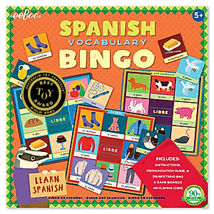 eeBoo: Spanish Bingo Vocabulary Game, A Game of Imaginative Problem Solving, Educational Games That Cultivates Conversation, Socialization, and Skill-Building, Learn Spanish, for Ages 5 and up