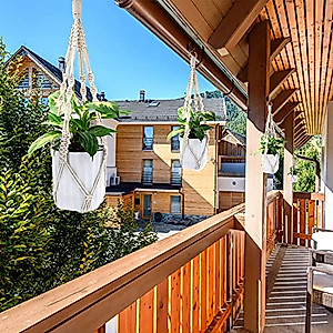 YCDC 2 Pack Macrame Plant Hanger Indoor Outdoor Hanging Planter Natural Manual Knitted Cotton Macrame Cord Plant Hanger with Ring for Home Decor Ceiling Wall Planters Hanging, 20 Inch