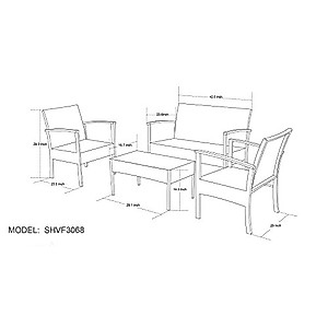 StellaHome Rattan Patio Outdoor Furniture Sets 4 Pieces Wicker Chairs Loveseats with Extra Cushion Covers for Replacement (Black Wicker/Grey&Beige Cushions)