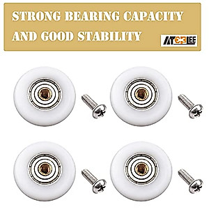 Atoplee 4 pcs Shower Door Rollers Runners Wheels - Replacement Part Bathroom Glass Door Runner Sliding Shower Door Roller Wheel (Roller Diameter 19mm)