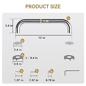 AmazerBath Shower Grab Bars for Bathtubs and Showers, Handicap Grab Bars for Shower Anti Slip, Shower Grab Bars for Senior for Wall Stainless Steel, Holds up to 500LBs, 12"L x 1"D, Brushed Nickel