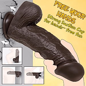 7.41" Large Girth Black Thrusting Dildo, Big Glans Realistic Dildo with Thrusting & Vibration & Heating, Huge Thick Anal Dildo Adult Sex Toy for Men, Big Size G spot Dildo Vibrator for Women Pleasure