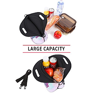 Violet Mist Neoprene Lunch Bags with Shoulder Strap, Pink Mermaid, Unisex, Meal Holder, Neoprene, 11.42"L x 10.43"H x 5.51"W