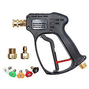 EDOU Direct Pressure Washer Short Gun Kit | 5,000 PSI Max Working Pressure | Includes: 3/8" Quick-Connect, 1/4" Quick-Connect M22-15 Hose Connector, 5 Spray nozzles (0°/15°/25°/40°/Soap)