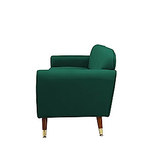LCH 75" W Loveseat Sofa, Mid Century Modern Decor Furniture, Lovetseat with Wood Legs, Button Tufted Upholstered Love Seat Couch for Living Room, Green Velvet