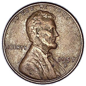 1957 D RPM-004 D/D South Lamination Error Lincoln Wheat Cent Good