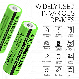 YXZHENG 3.2 Volt Rechargeable Solar Battery AA 4PCS Replacement for Solar Lawn Light (4pcs AA Batteries)